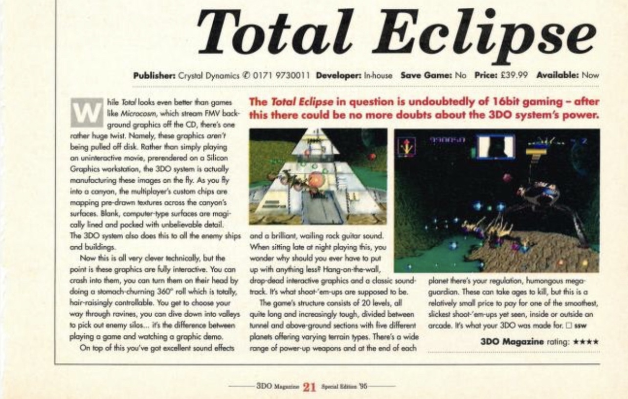 Total Eclipse (3DO) Review from 3DO Magazine