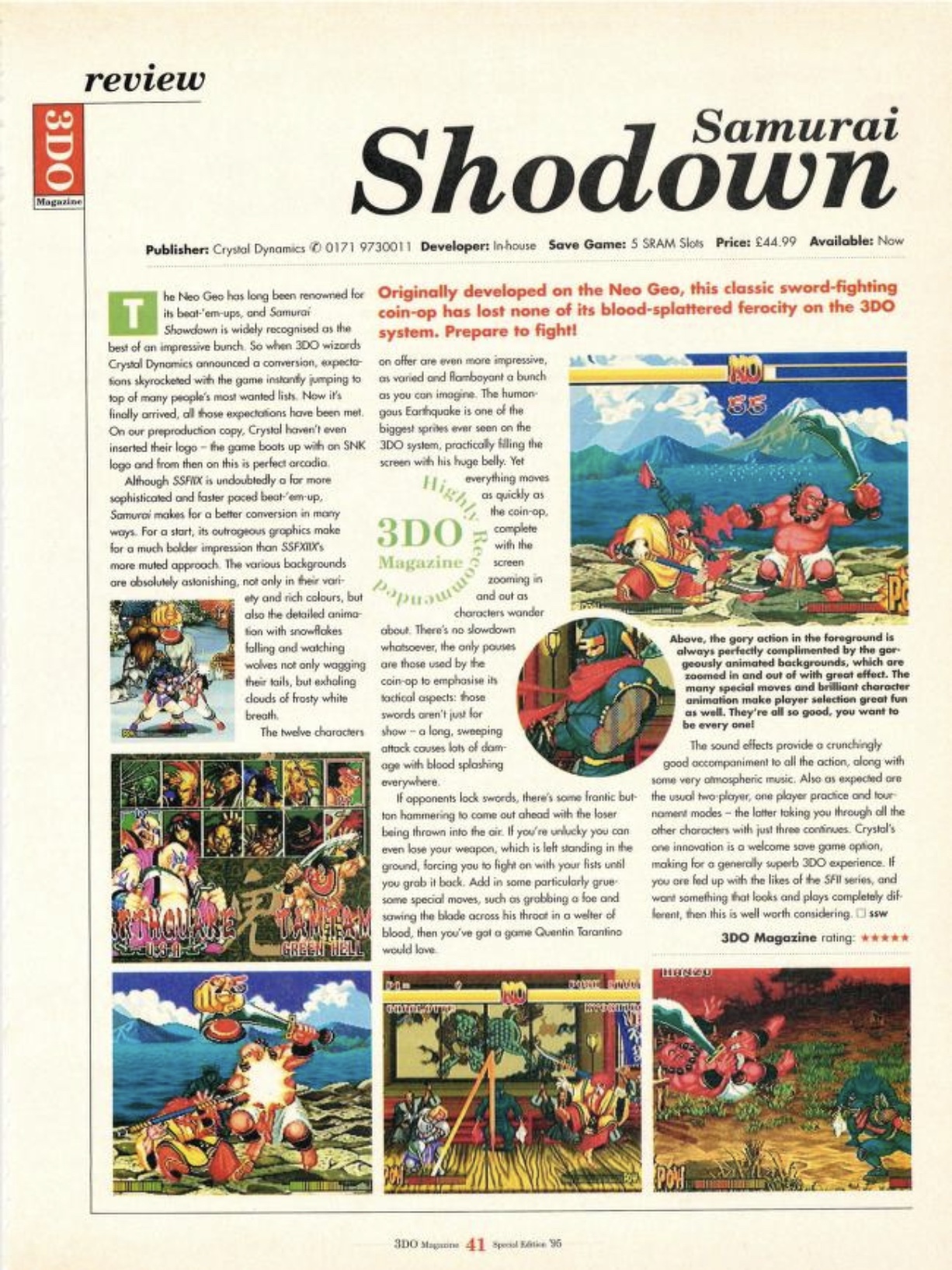 Samurai Shodown (3DO) Review from 3DO Magazine