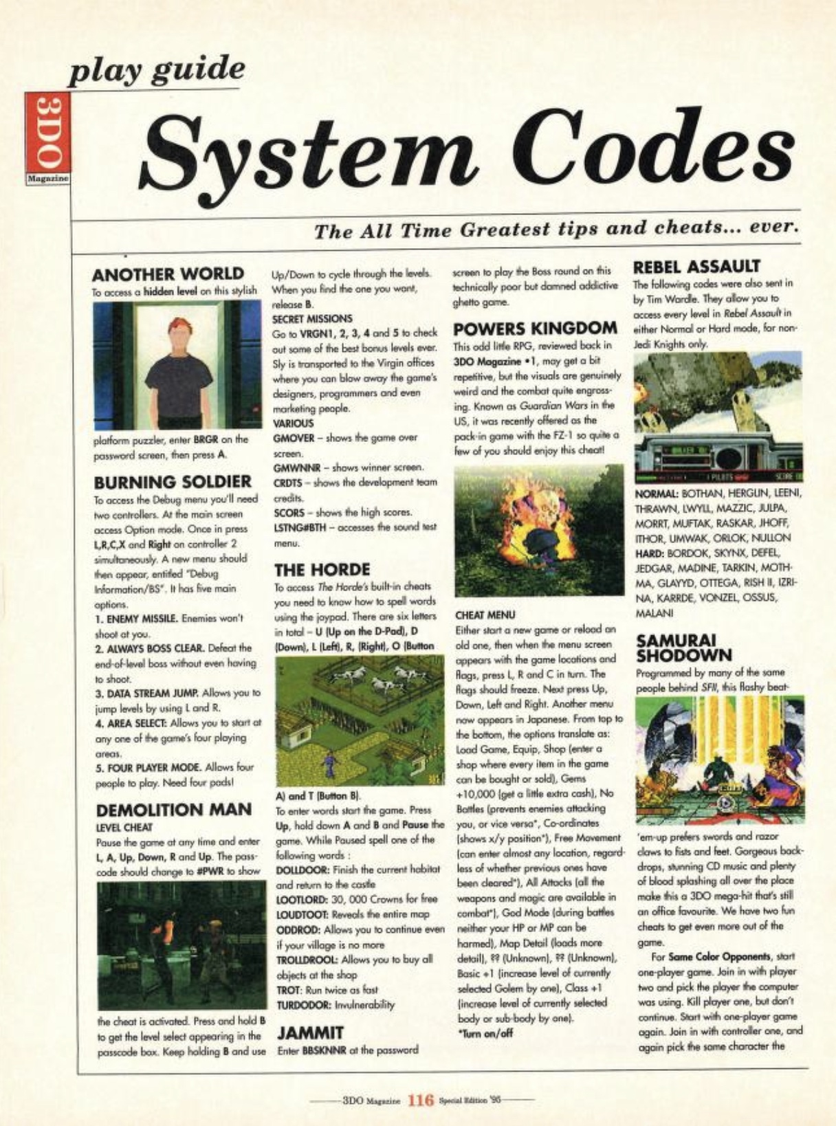 System Codes Play Guide from 3DO Magazine
