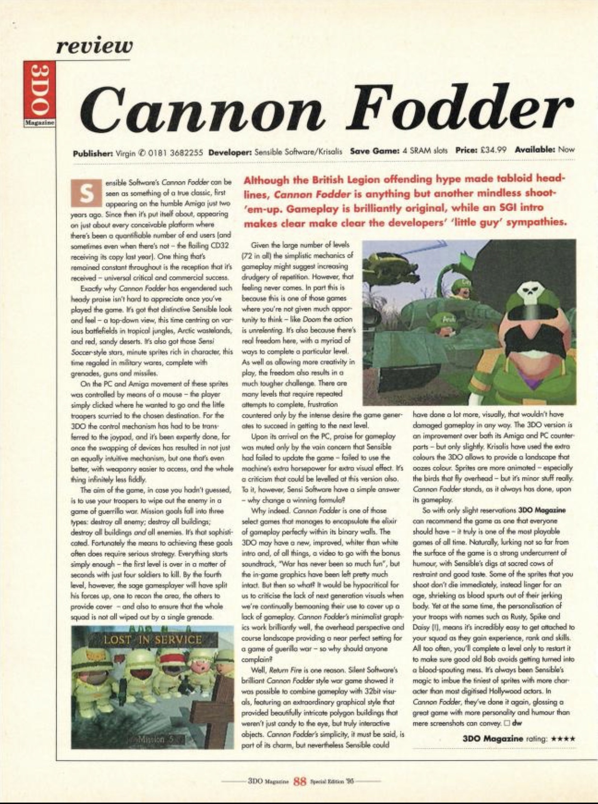 Cannon Fodder (3DO) Review from 3DO Magazine