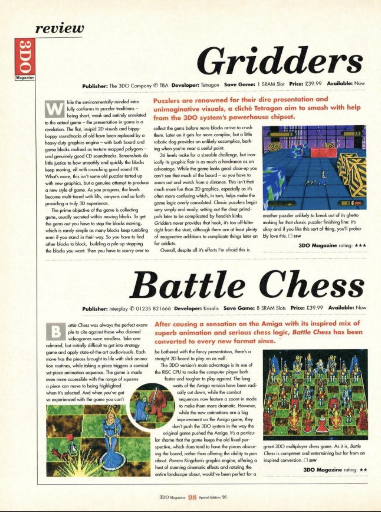 Grossers / Battle Chess (3DO) Review from 3DO Magazine